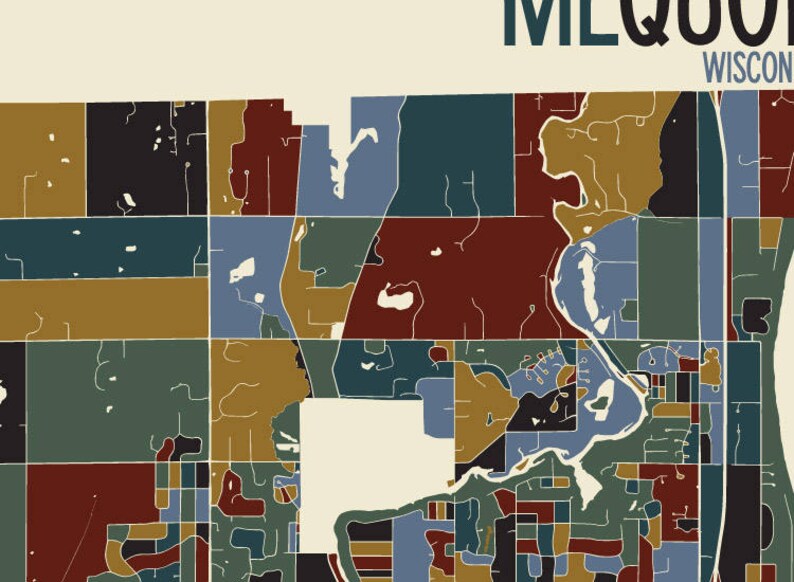 Mequon Wisconsin Art Map Print Ozaukee County by James | Etsy