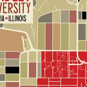 Bradley University – Peoria, Illinois Campus Art Map Print (peoria ...