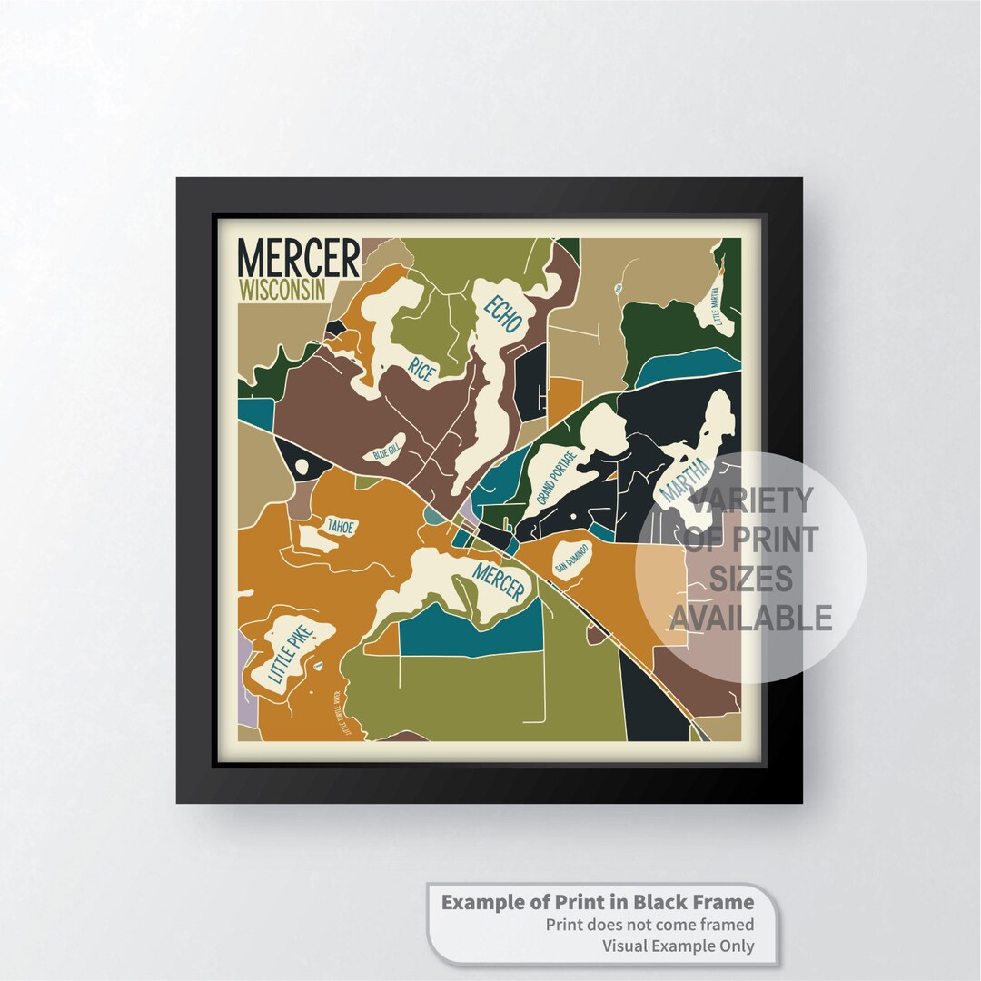Mercer, Wisconsin Art Map Print by James Steeno (iron County) - Etsy