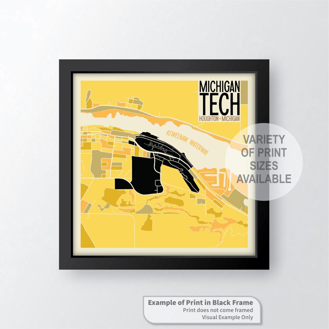 Michigan Tech – Houghton, Michigan Campus Art Map Print by James Steeno ...