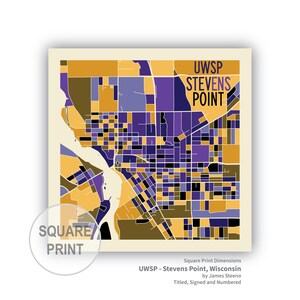 UWSP – Stevens Point, Wisconsin University Campus Art Map Print (point ...