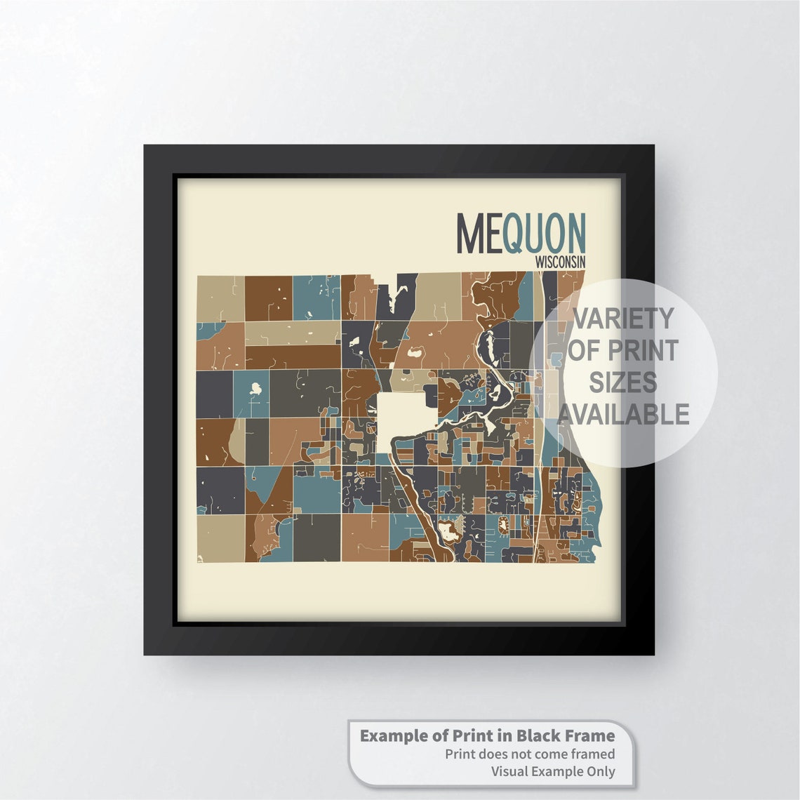Mequon Wisconsin Art Map Print ozaukee County by James - Etsy
