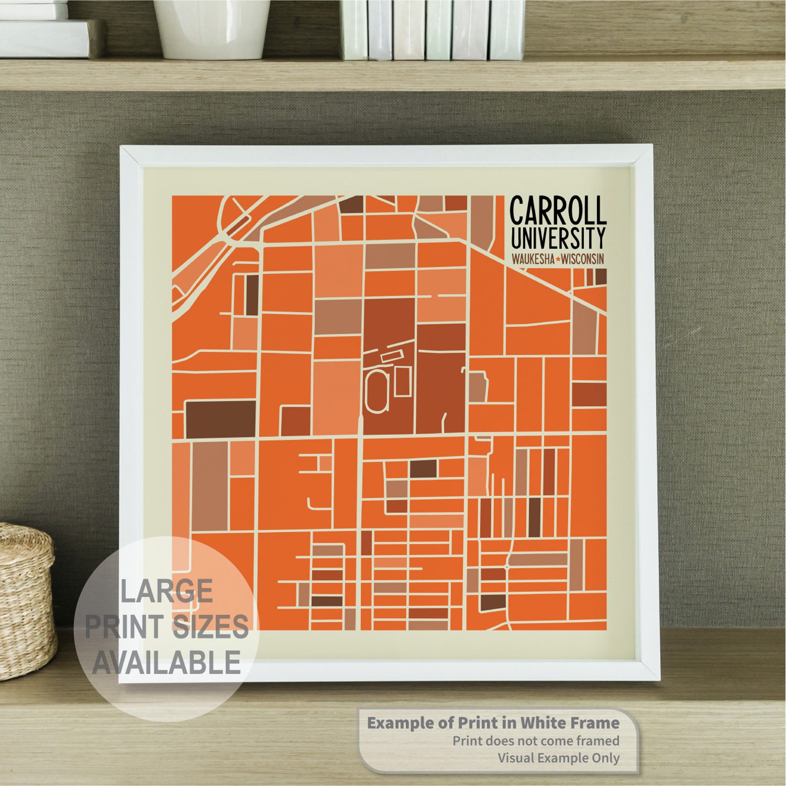 Carroll University Waukesha Wisconsin Campus Art Map Print - Etsy