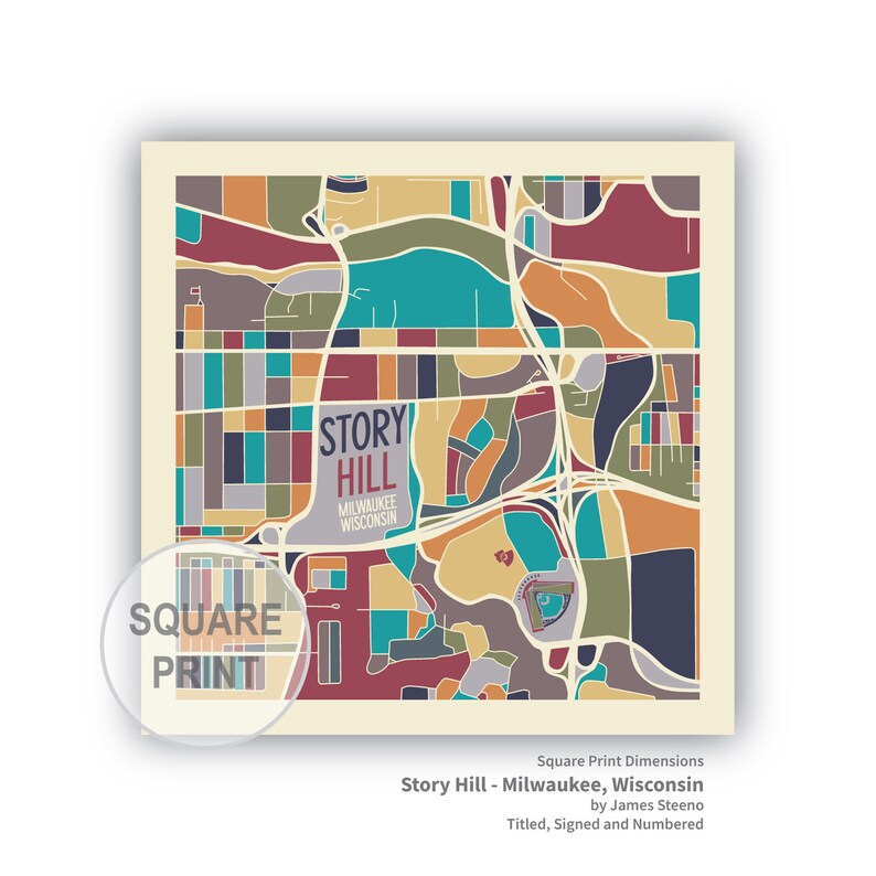 Story Hill – Milwaukee, Wisconsin Neighborhood Art Map Print (milwaukee ...