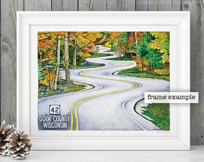 Door County Poster, Highway 42 in Ellison Bay, Winding Road Print, Door ...