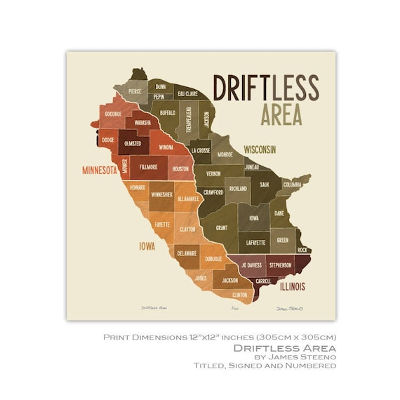 Driftless Area Art Map Print by James Steeno Wisconsin | Etsy
