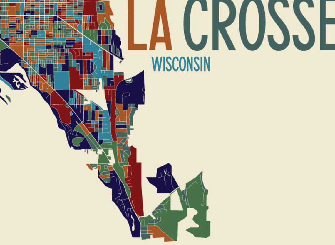 La Crosse Wisconsin City Art Map Print La Crosse County by | Etsy