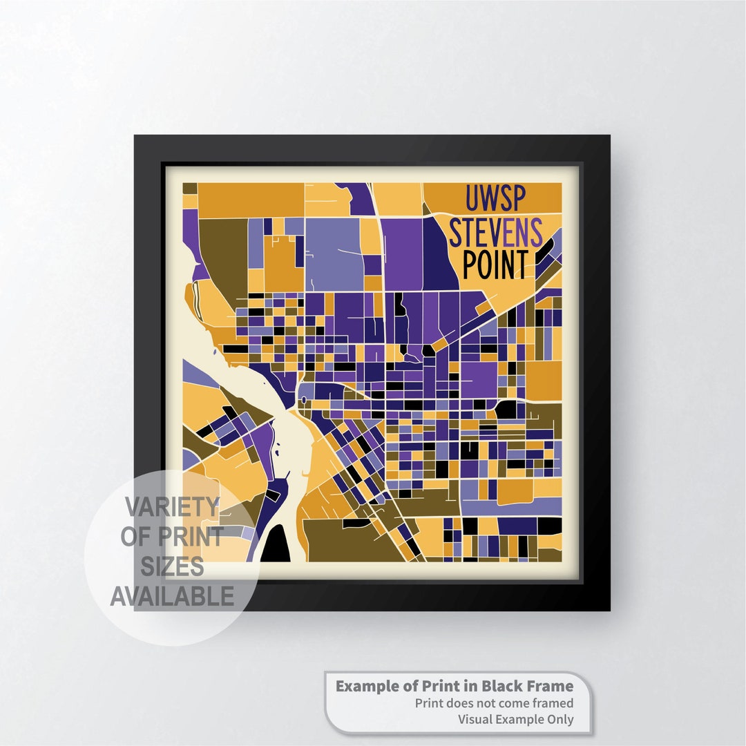 UWSP – Stevens Point, Wisconsin University Campus Art Map Print (point ...
