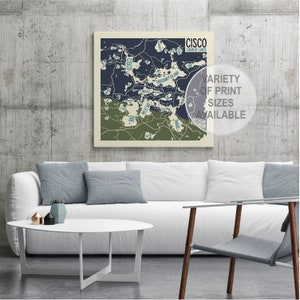 Cisco Chain of Lakes - Wisconsin Michigan Art Map Print by James Steeno ...