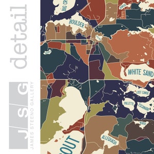 Boulder Junction Wisconsin Art Map Print by James Steeno (boulder Lake ...