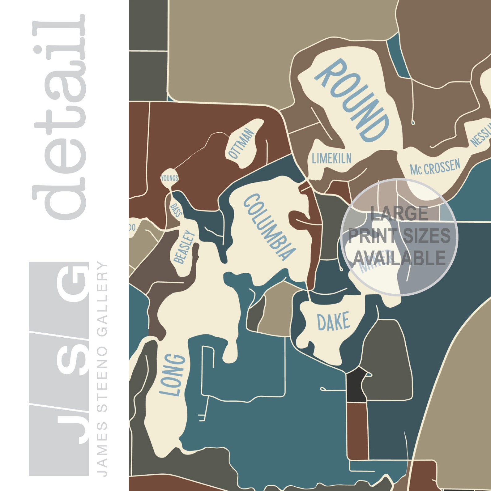 Waupaca Chain O'lakes, Wisconsin Art Map Print by James Steeno - Etsy