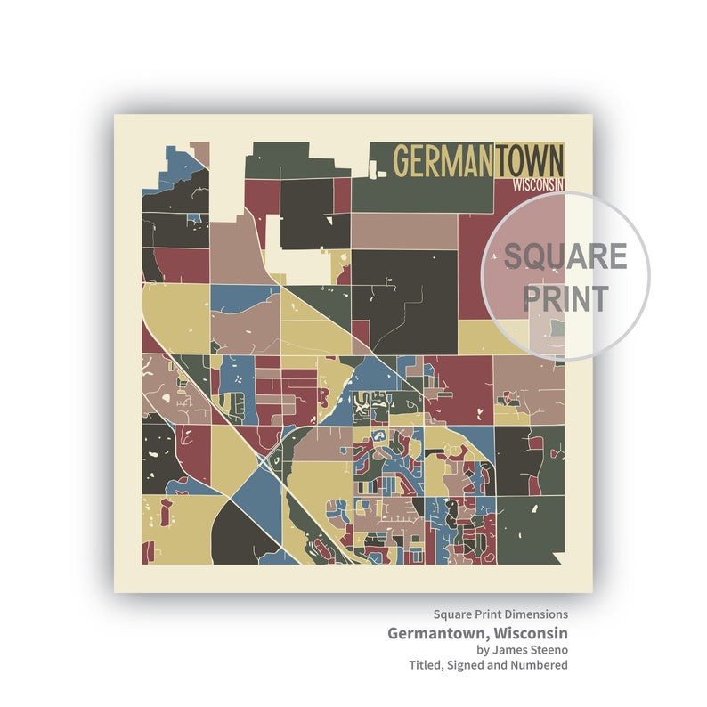 Germantown Wisconsin Art Map Print washington County by - Etsy