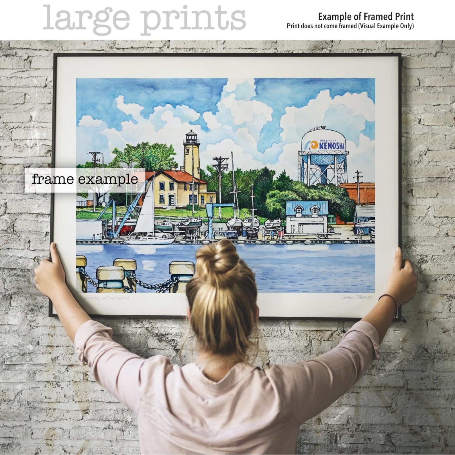 Kenosha Wisconsin Pen, Ink and Watercolor Art Print by James Steeno ...