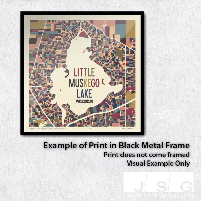 Little Muskego Lake, Wisconsin Art Map Print (waukesha County) by James ...