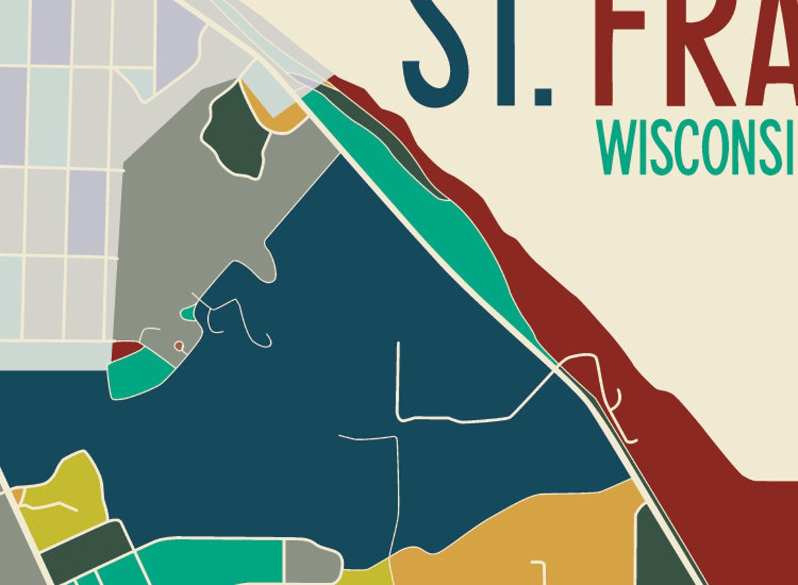 St. Francis, Wisconsin Art Map Print (milwaukee County) by James Steeno ...