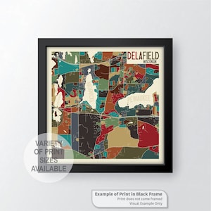 Delafield, Wisconsin Art Map Print (waukesha County Lake Country) by ...