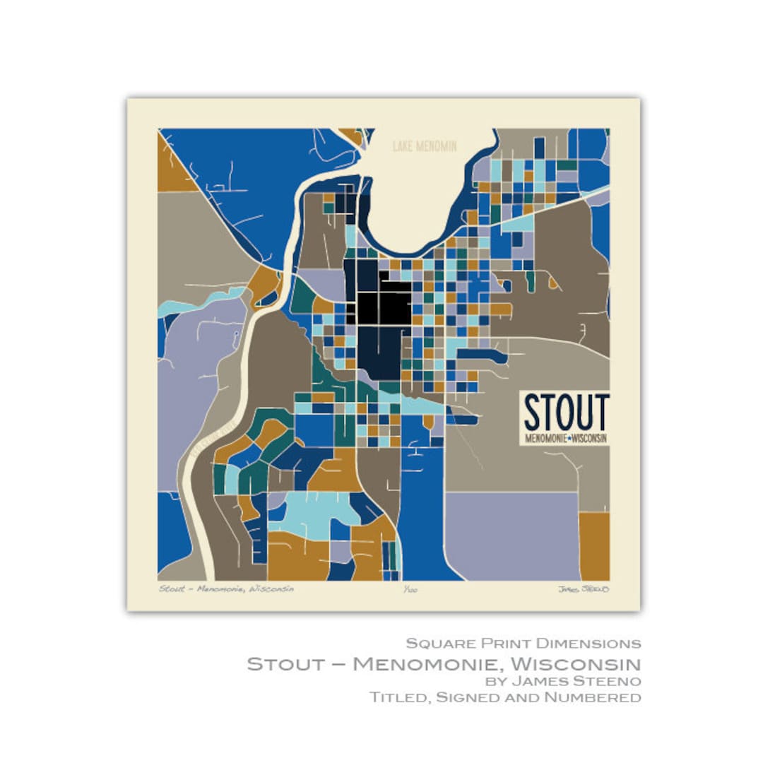 Stout - Menomonie, Wisconsin University Campus Art Map Print by James ...
