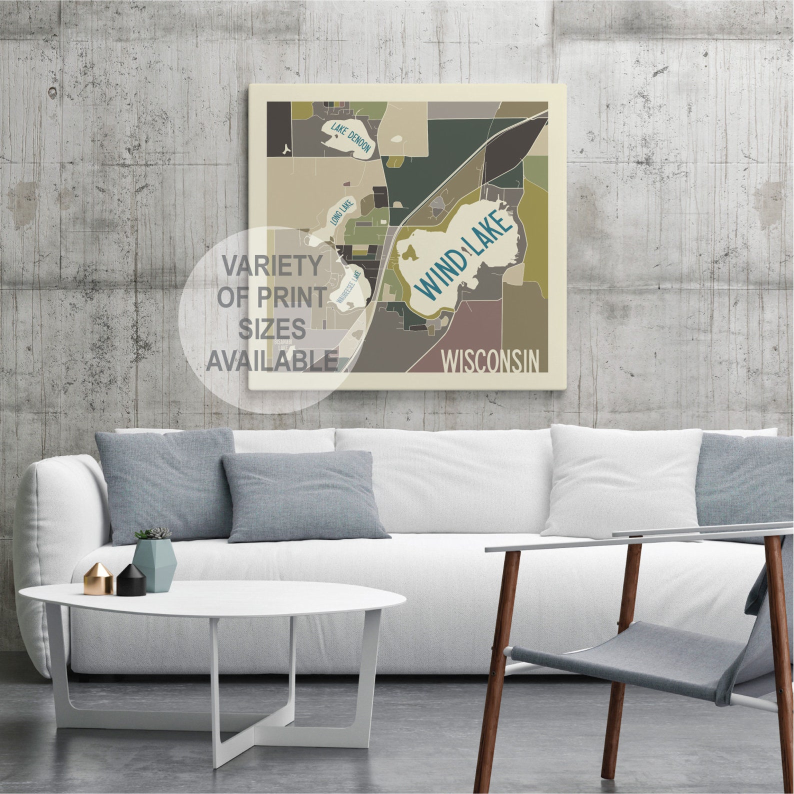 Wind Lake Wisconsin Art Map Print racine County by James - Etsy