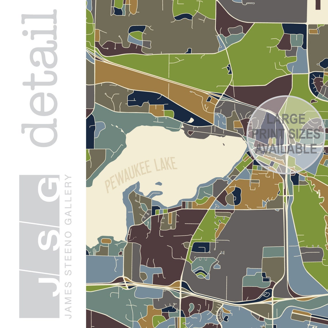 Pewaukee Wisconsin Art Map Print waukesha County Lake - Etsy