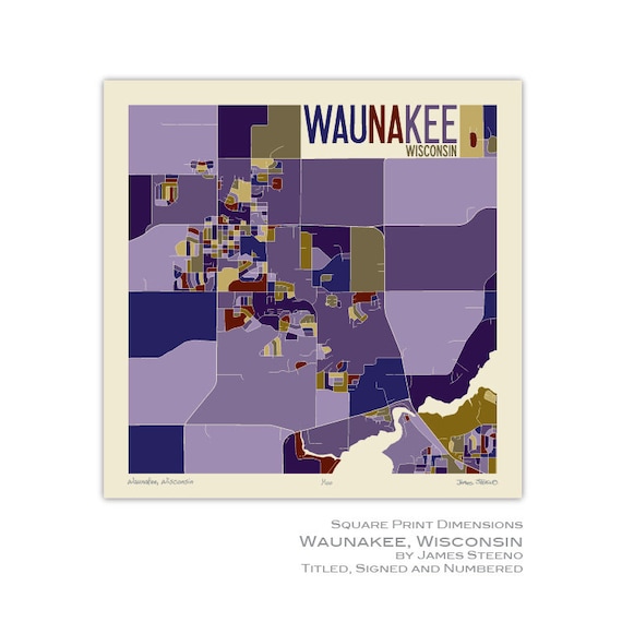 Waunakee Wisconsin Dane County Art Map Print by James | Etsy