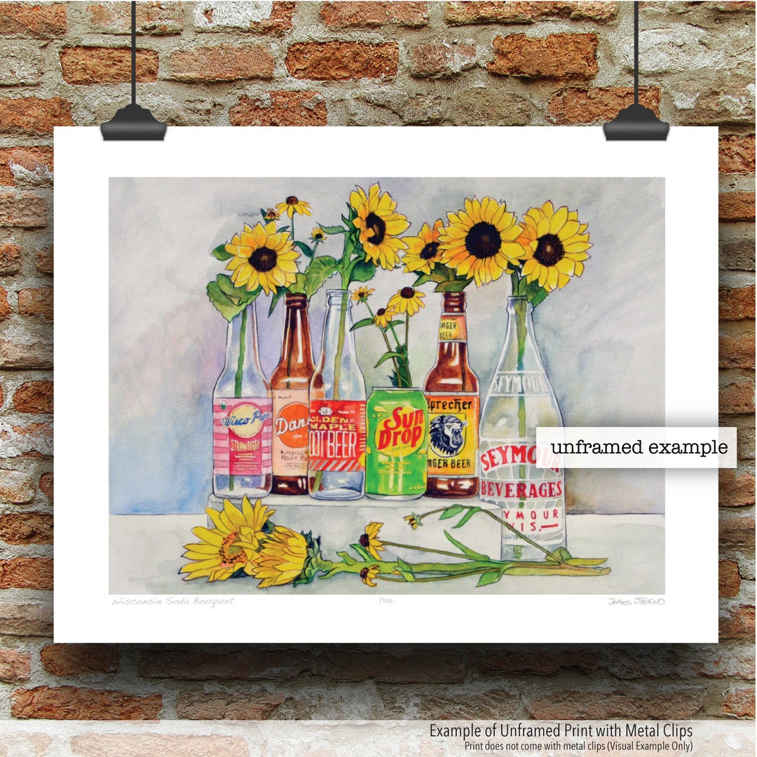 Wisconsin Soda Bouquet Watercolor Art Print by James Steeno (floral Art ...