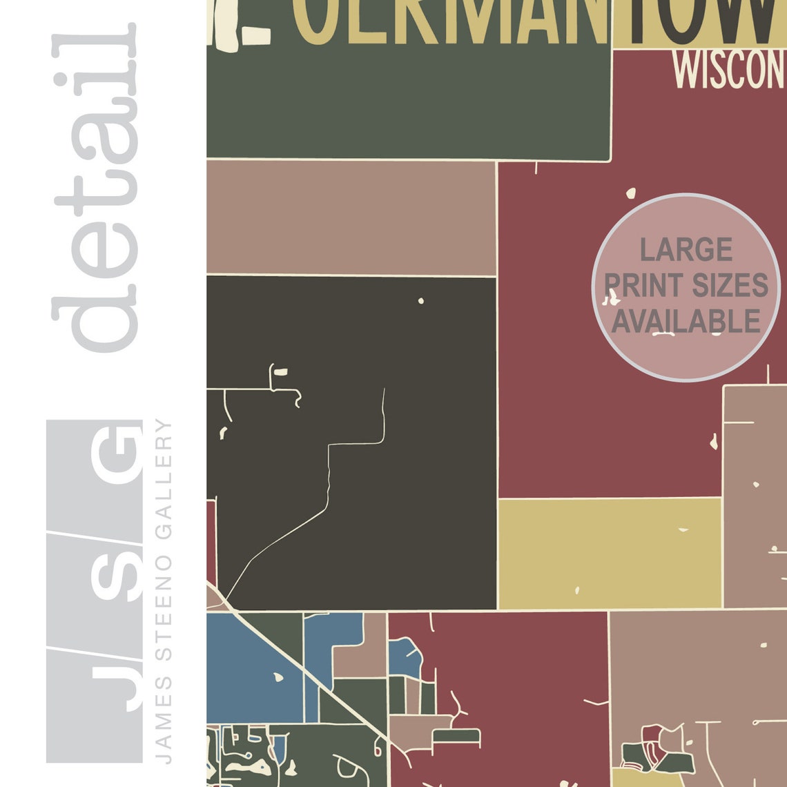 Germantown Wisconsin Art Map Print washington County by | Etsy