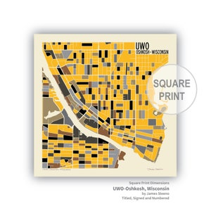 UWO – Oshkosh, Wisconsin University Campus Art Map Print (UW-OH) by ...