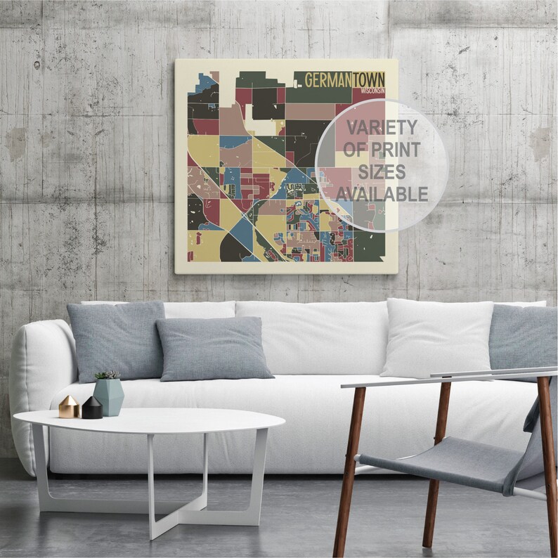 Germantown Wisconsin Art Map Print washington County by - Etsy