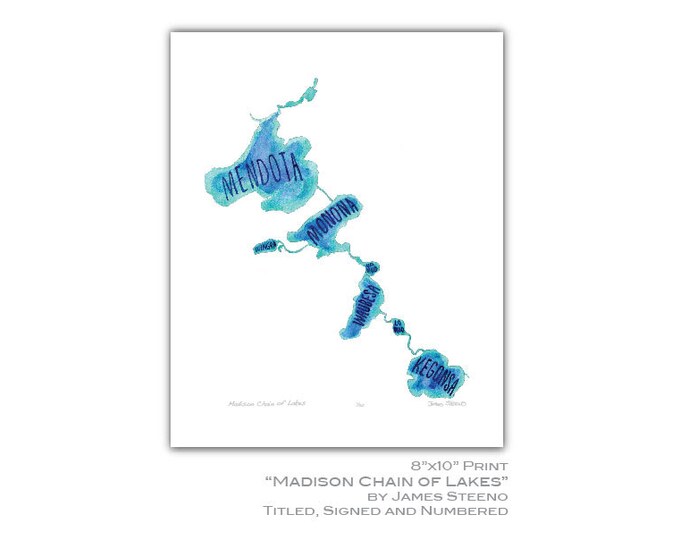 Lake Country Wisconsin Art Map Print waukesha County by - Etsy