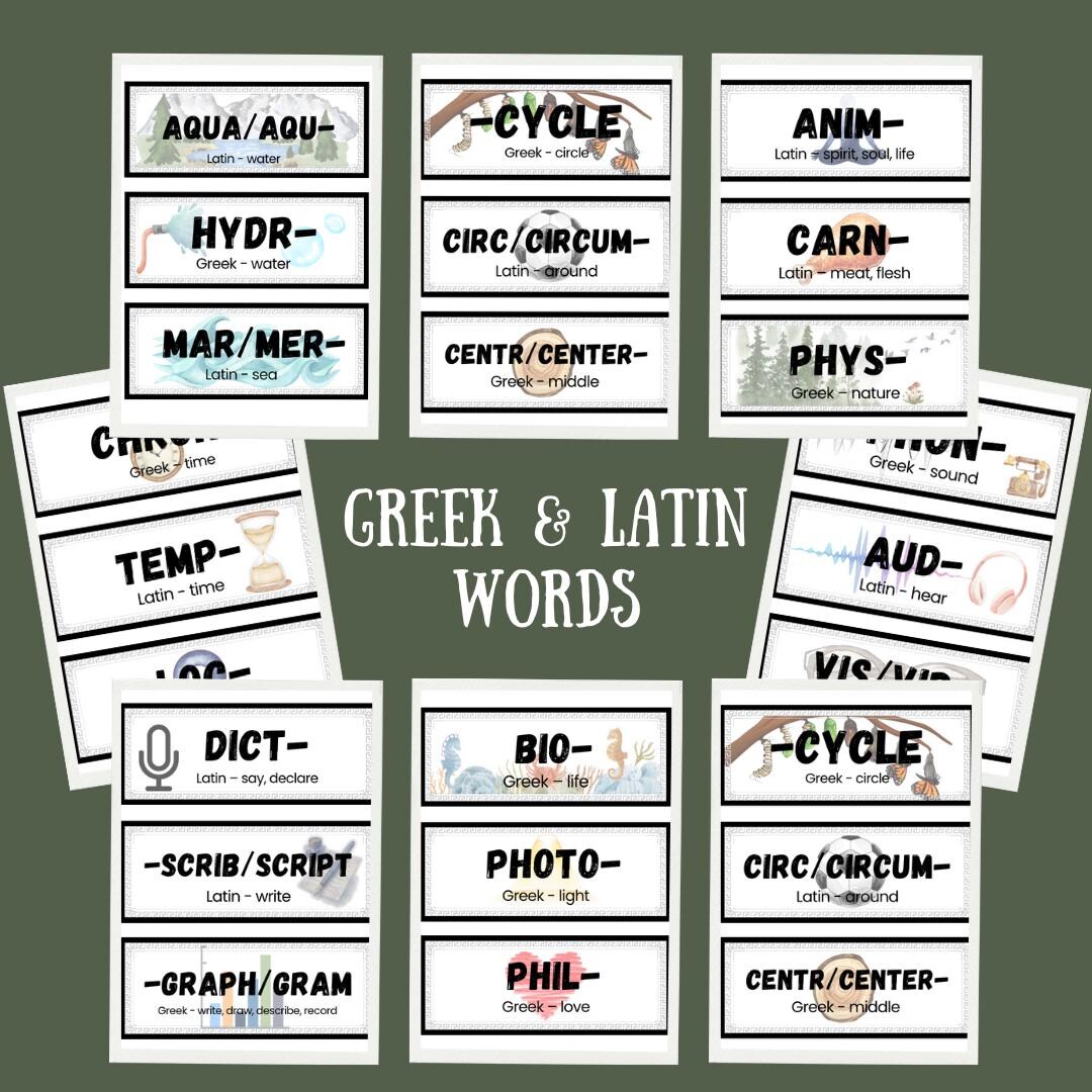 45 Greek & Latin Roots Word Wall | ELA Classroom Decor | Educational ...