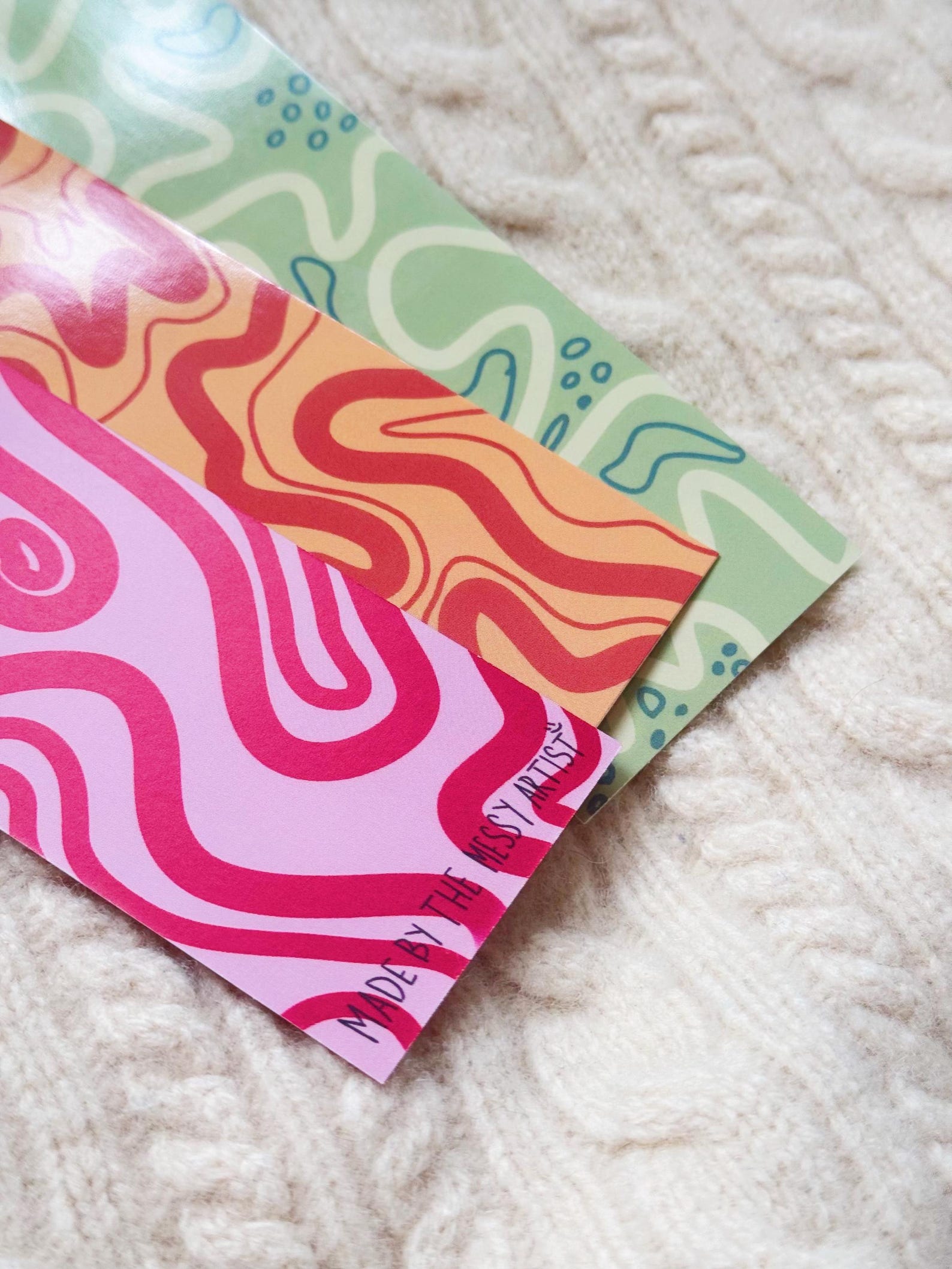 Set of 3 Colorful Abstract Line Art Bookmarks – Original Designs for ...