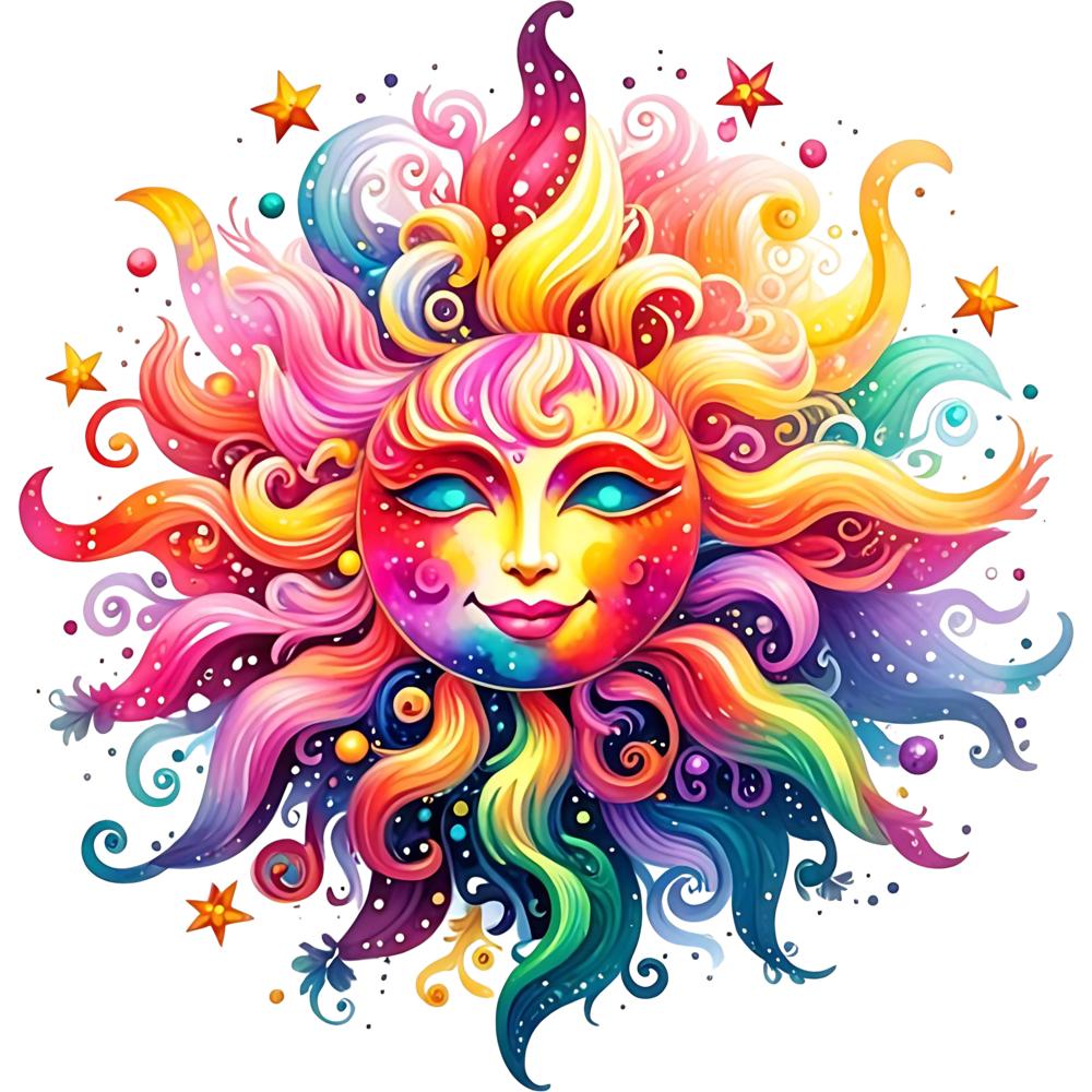 Colorful Sun Art Print: Psychedelic Cosmic Sunburst (digital Download ...