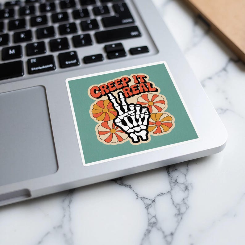 Creep It Real Print, Retro Skeleton Hand, Floral Halloween Decor ...