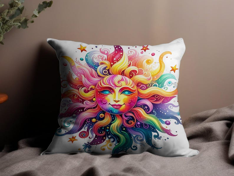 Colorful Sun Art Print: Psychedelic Cosmic Sunburst (digital Download ...