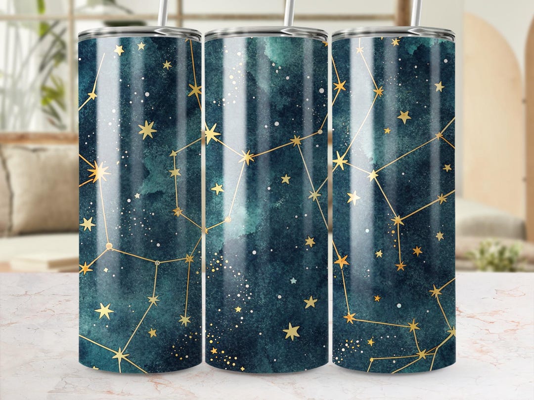Constellation Digital Paper, Watercolor Starry Night, Celestial Pattern ...
