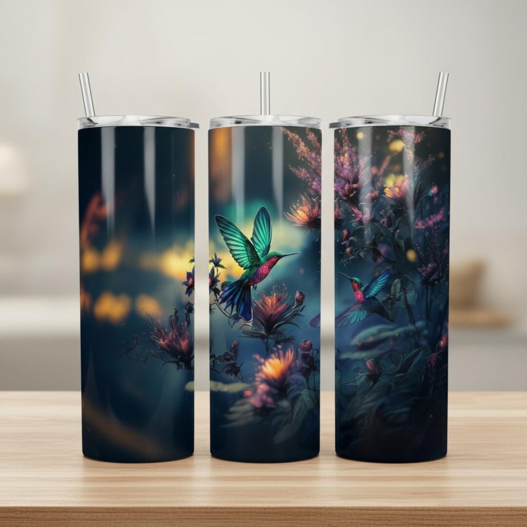 Colorful Garden Hummingbird Wine Tumbler Wrap Garden Bird Floral - Etsy