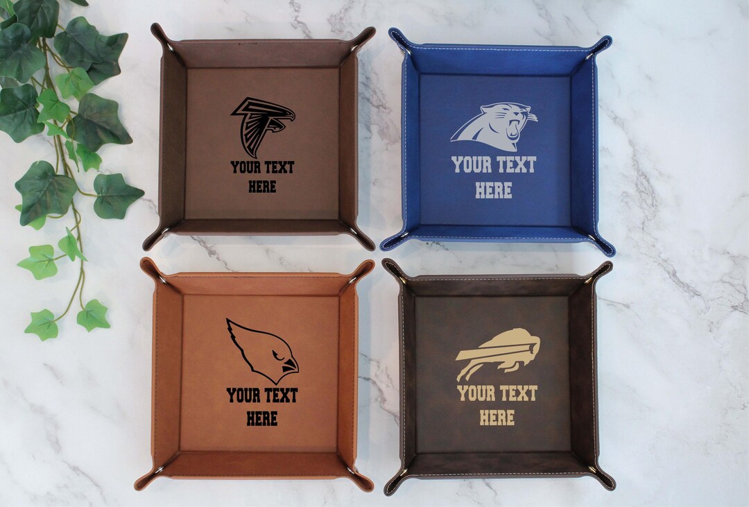 Personalized NFL Teams Logo Tray, Leatherette Valet Tray, NFL Fan Gifts ...