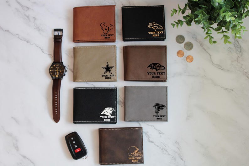 Custom NFL Teams Vegan Leather Wallet, Personalized Leatherette Wallet ...