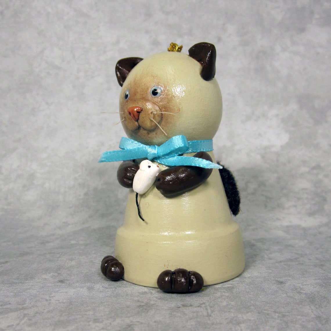 Siamese Kitty Flowerpot Bell Ornament - Etsy