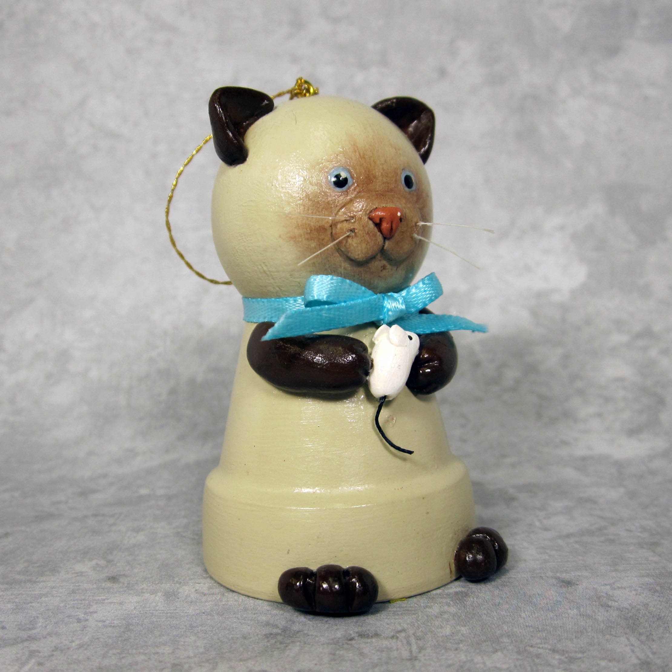 Siamese Kitty Flowerpot Bell Ornament - Etsy