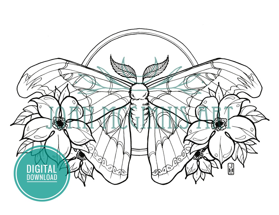 INSTANT DOWNLOAD - Atlas Moth Coloring Page, Digital Download Art, Art ...
