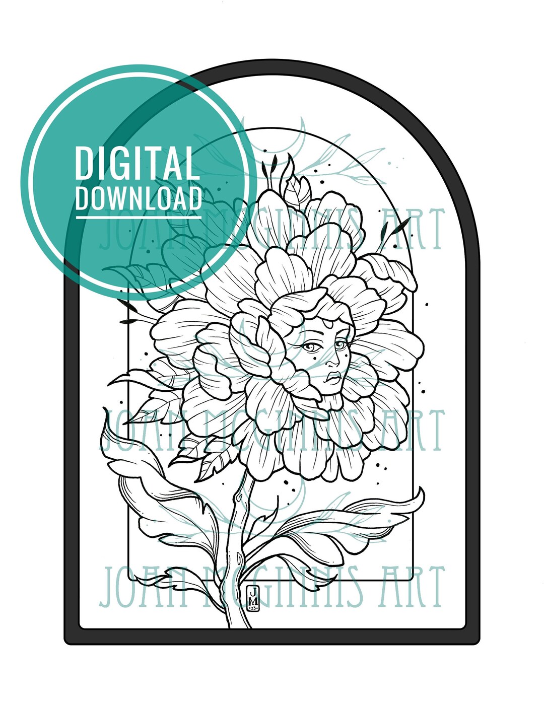 INSTANT DOWNLOAD - Talking Flower Coloring Page, Digital Download Art ...