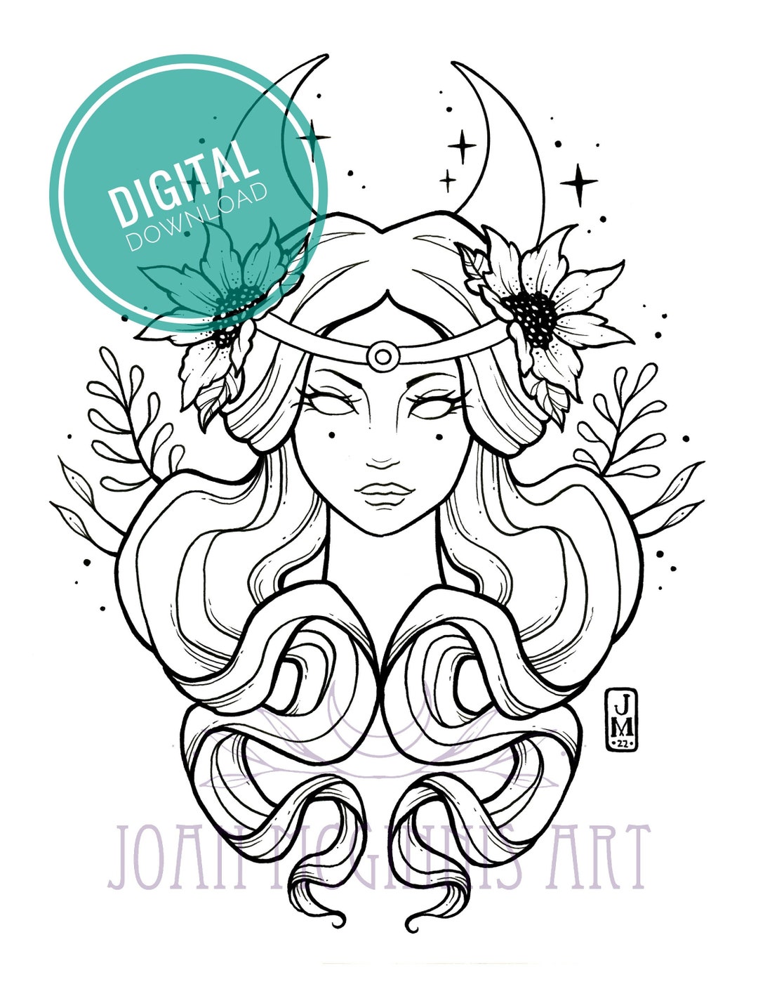 INSTANT DOWNLOAD - the Moon Coloring Page, Digital Download Art, Art ...