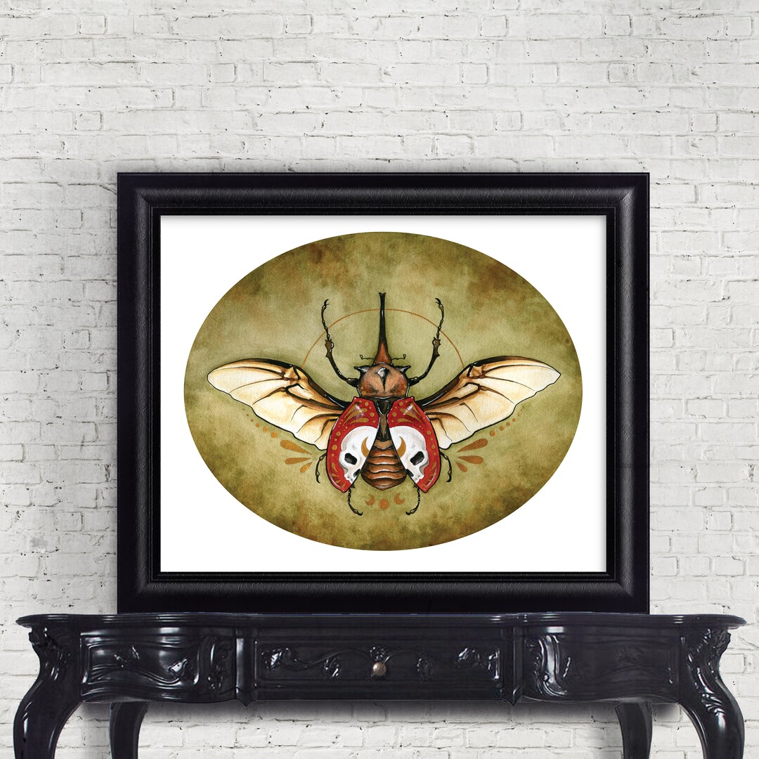 Gilded Beetle Art Print 8x10 Watercolor Reproduction - Etsy