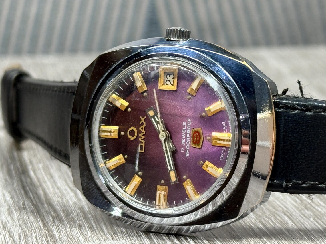 Omax Vintage Swiss Automatic Mens 17 Jewels Working Shock Protected ...
