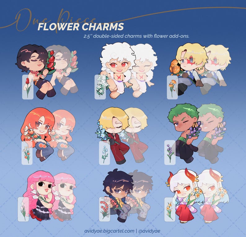 One Piece Flower Charms - Etsy