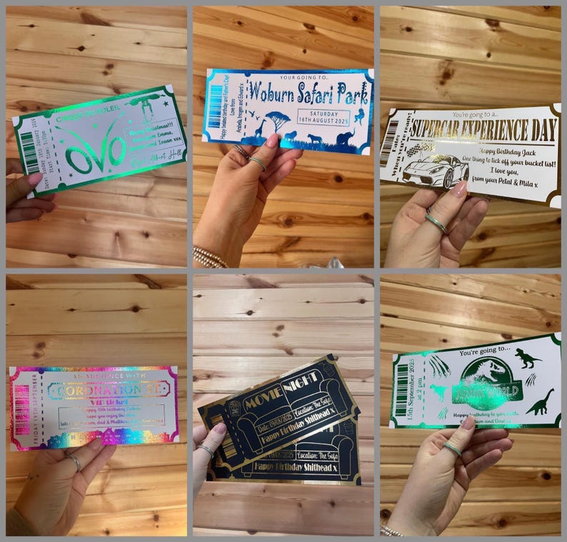 Personalised Foil Event Ticket: Surprise Gift Voucher, ANY Event - Etsy UK