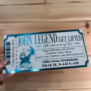 Foil Concert Ticket, Foil Theatre Ticket, Personalised Gift, Show ...
