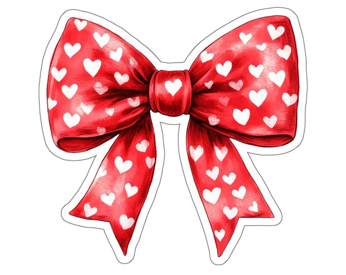 Valentine's Day Red Heart Kitten Sticker Waterproof, Cherry, Kiss ...