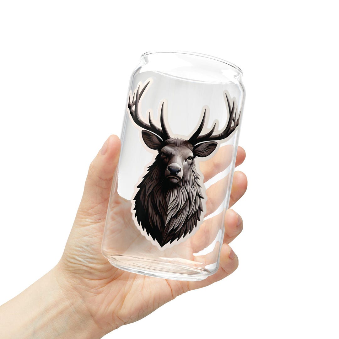 Rustic Glass Sipper With Stag Design Eco-friendly Beverage Jar, Perfect ...